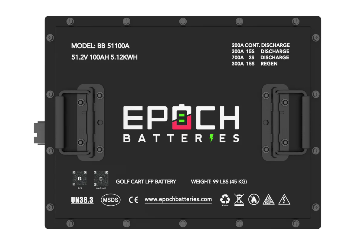 Epoch 48V 100AH Lithium (LifePO4) Golf Cart Battery - Complete Kit ...