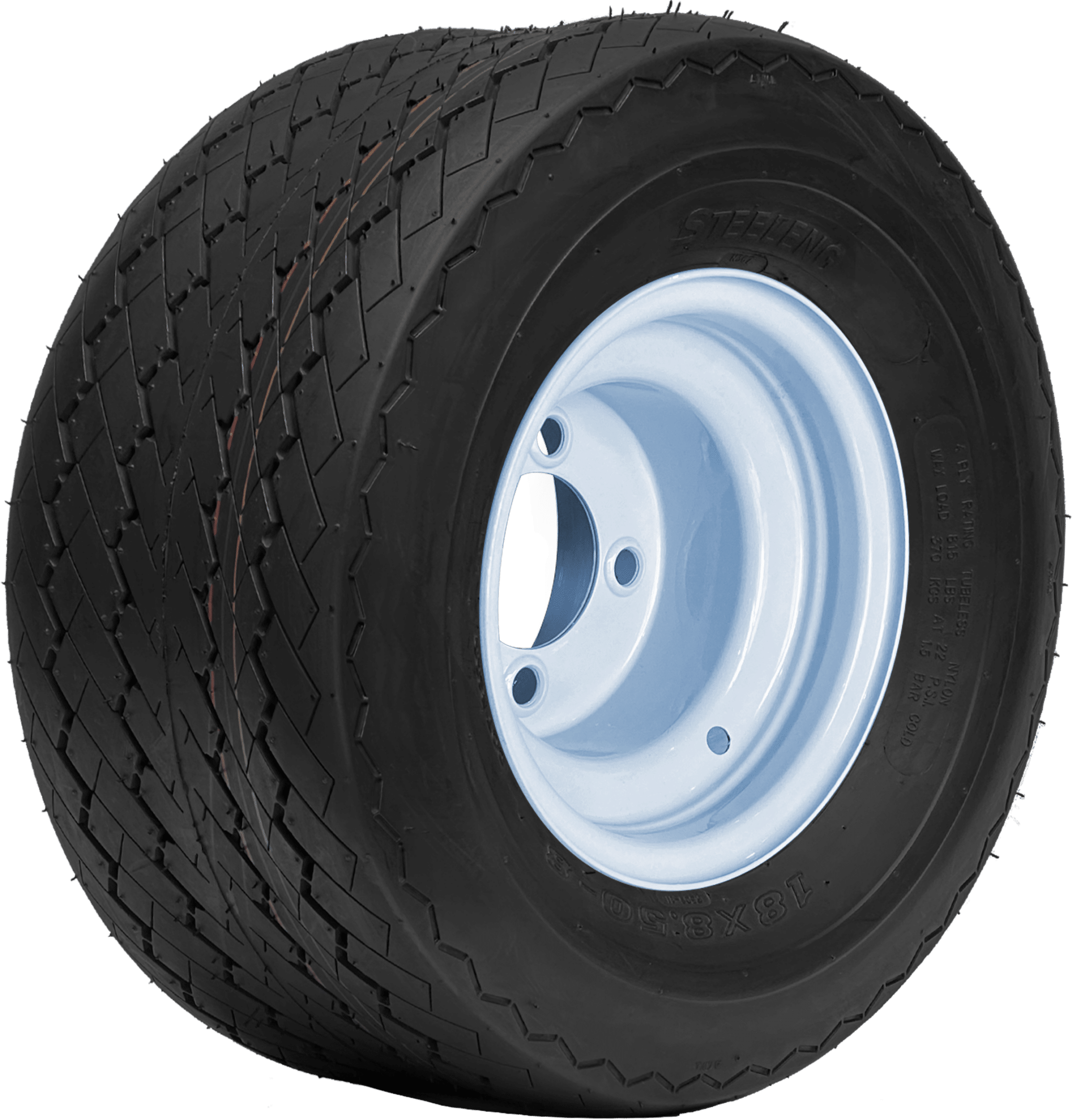 SGC 8" Steel Wheel - White / STEELENG 18"x8.5"-8" Sawtooth Tire Tires ...