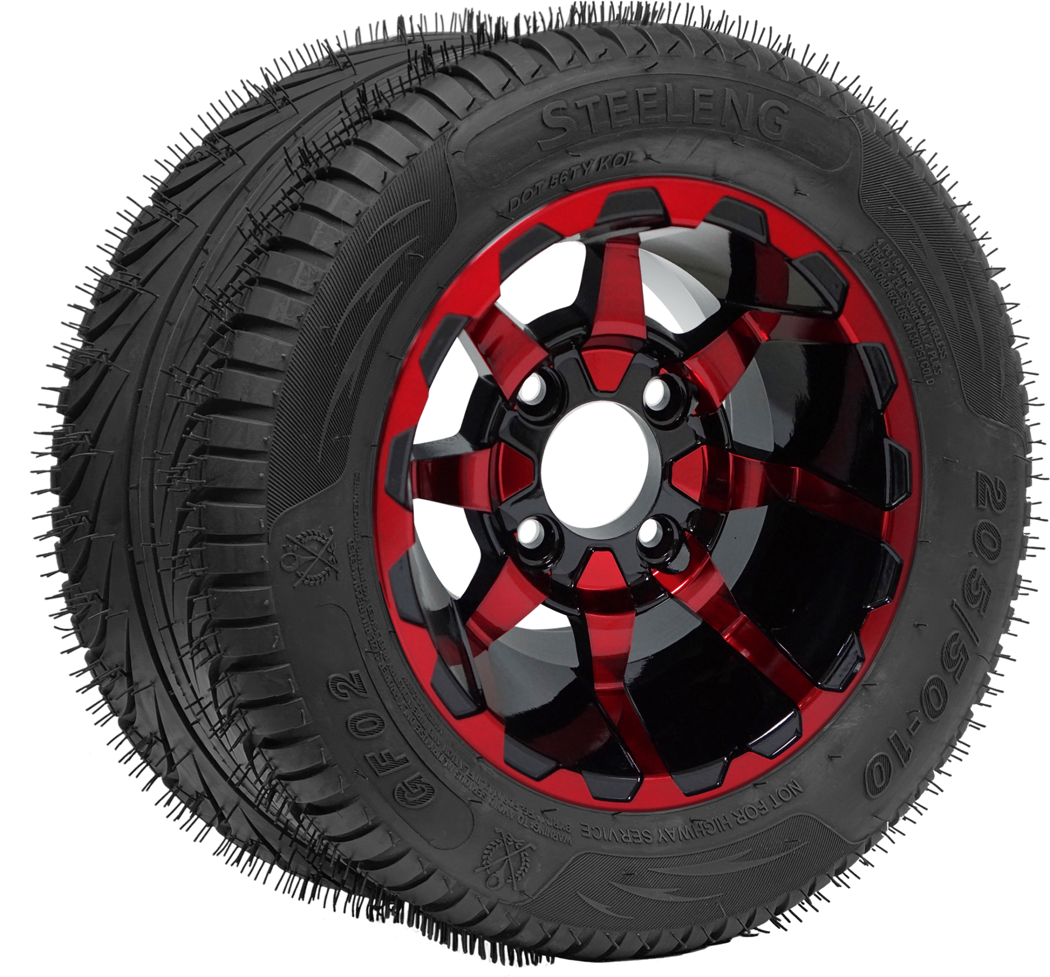 SGC 10″ Vortex Red/Black Wheel & STEELENG Tire Combo