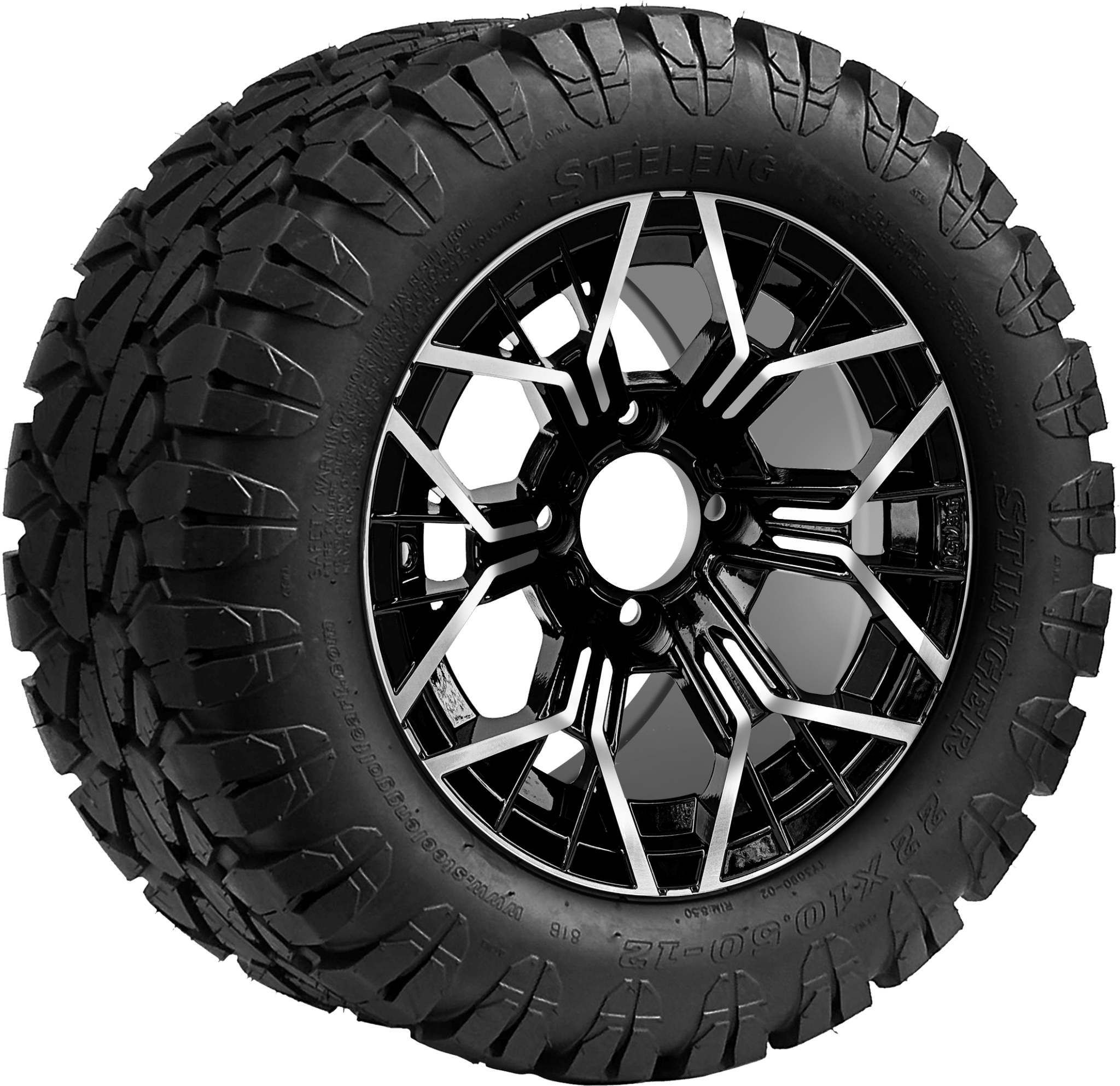 SGC 12 " Mantis Machined/Black Wheel - Aluminum Alloy / STEELENG 22 "x ...