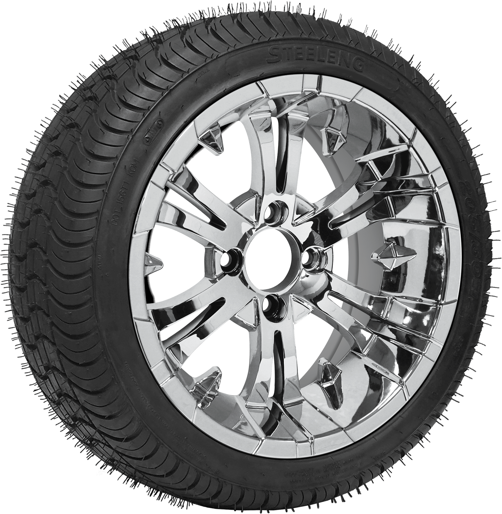 SGC 14″ Vampire Chrome Wheel & STEELENG Tire Combo