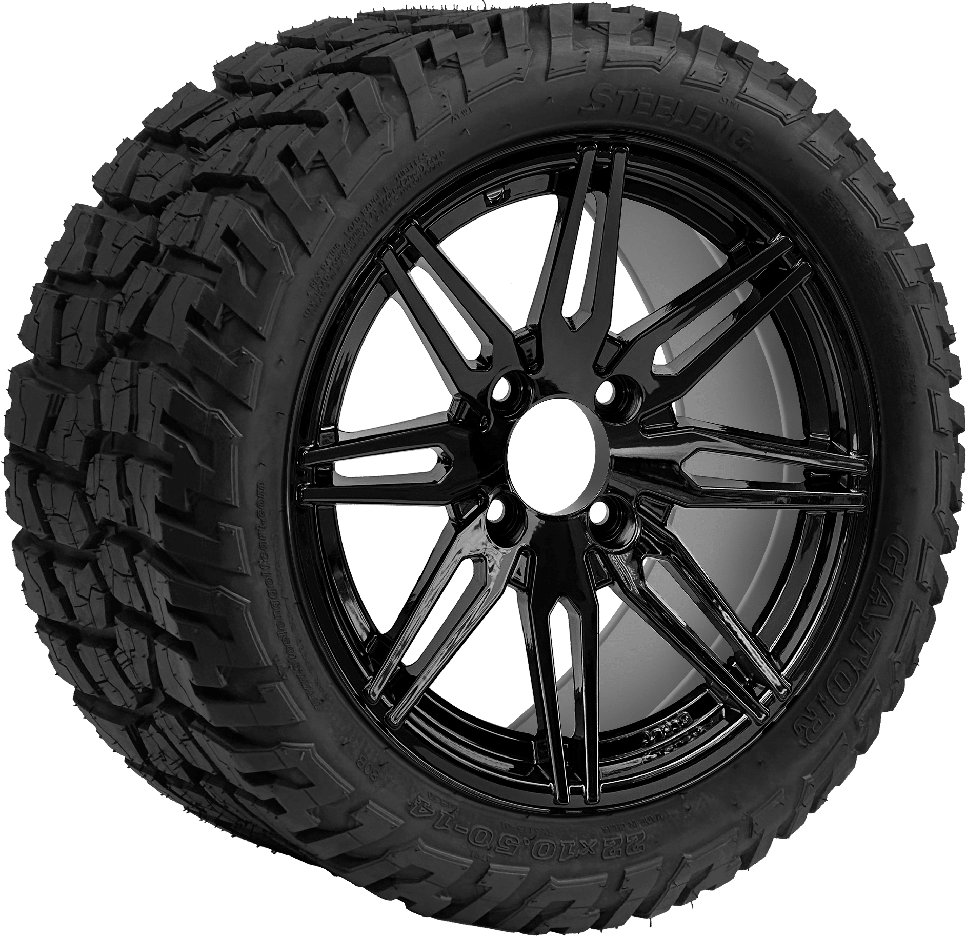 SGC 14" Lynx Glossy Black Wheel - Aluminum Alloy / STEELENG 22"x10.5 ...