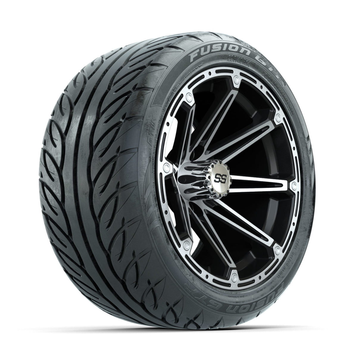 GTW Element Machined/Black 14 in Wheels with 225/40-R14 Fusion GTR Str | Golf Cart Geeks