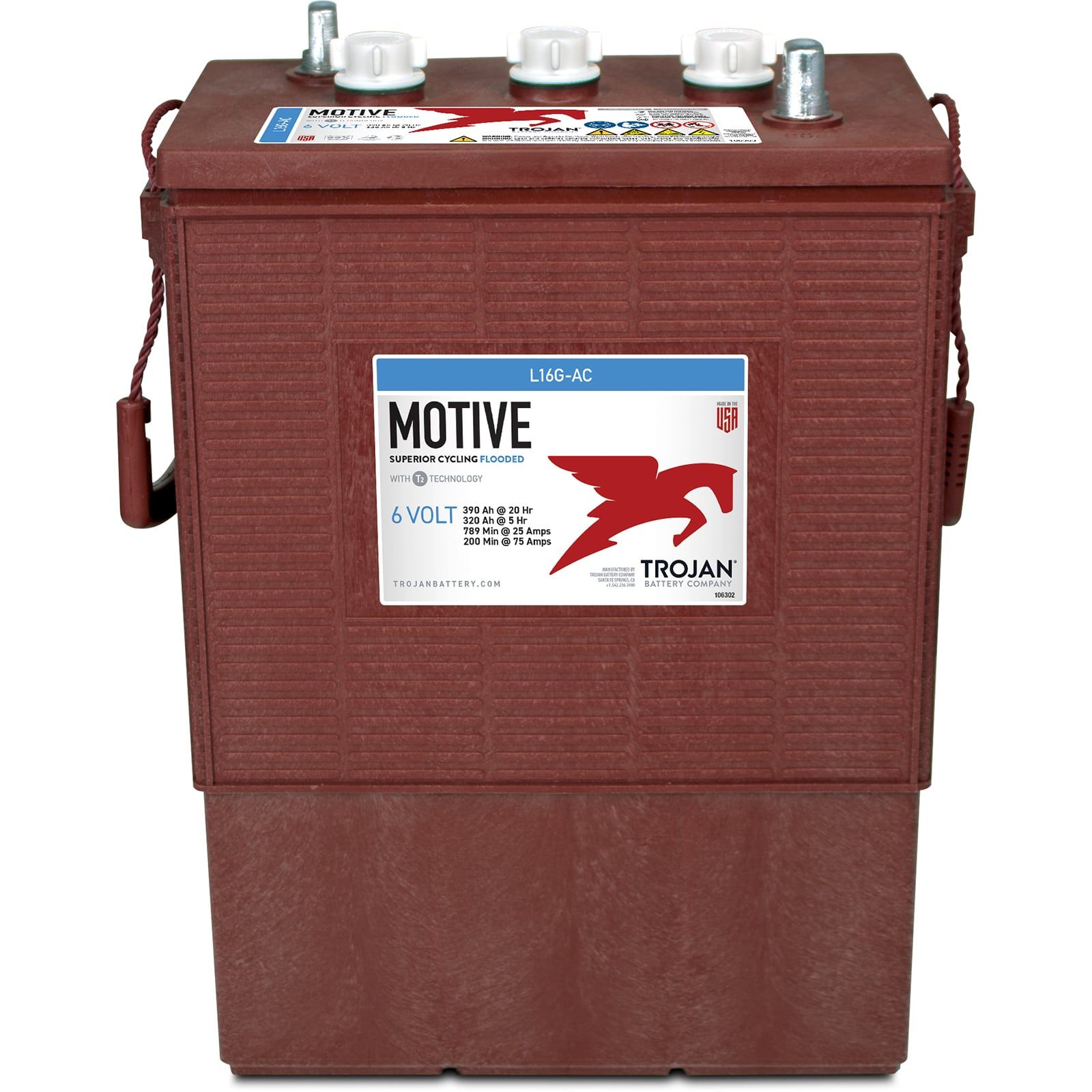 Trojan Motive L16G-AC 6V 390Ah Flooded Lead Acid Deep Cycle Battery ...