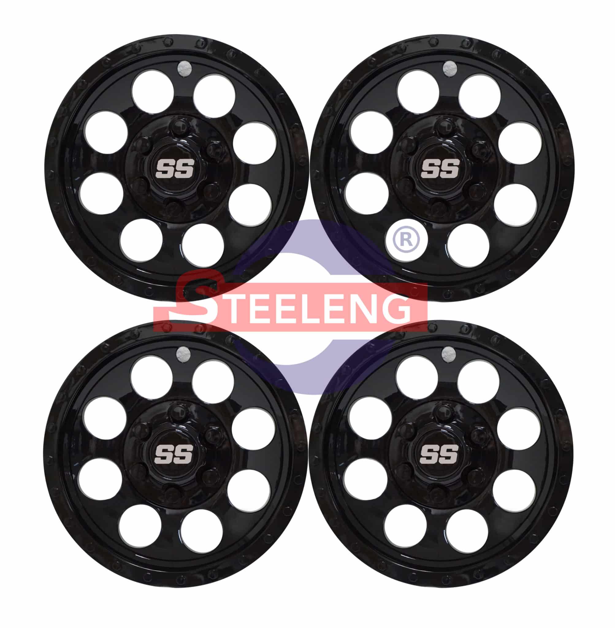 10″ Wheel Covers Glossy Black finish SS design (SET OF 4) - WC1002 ...