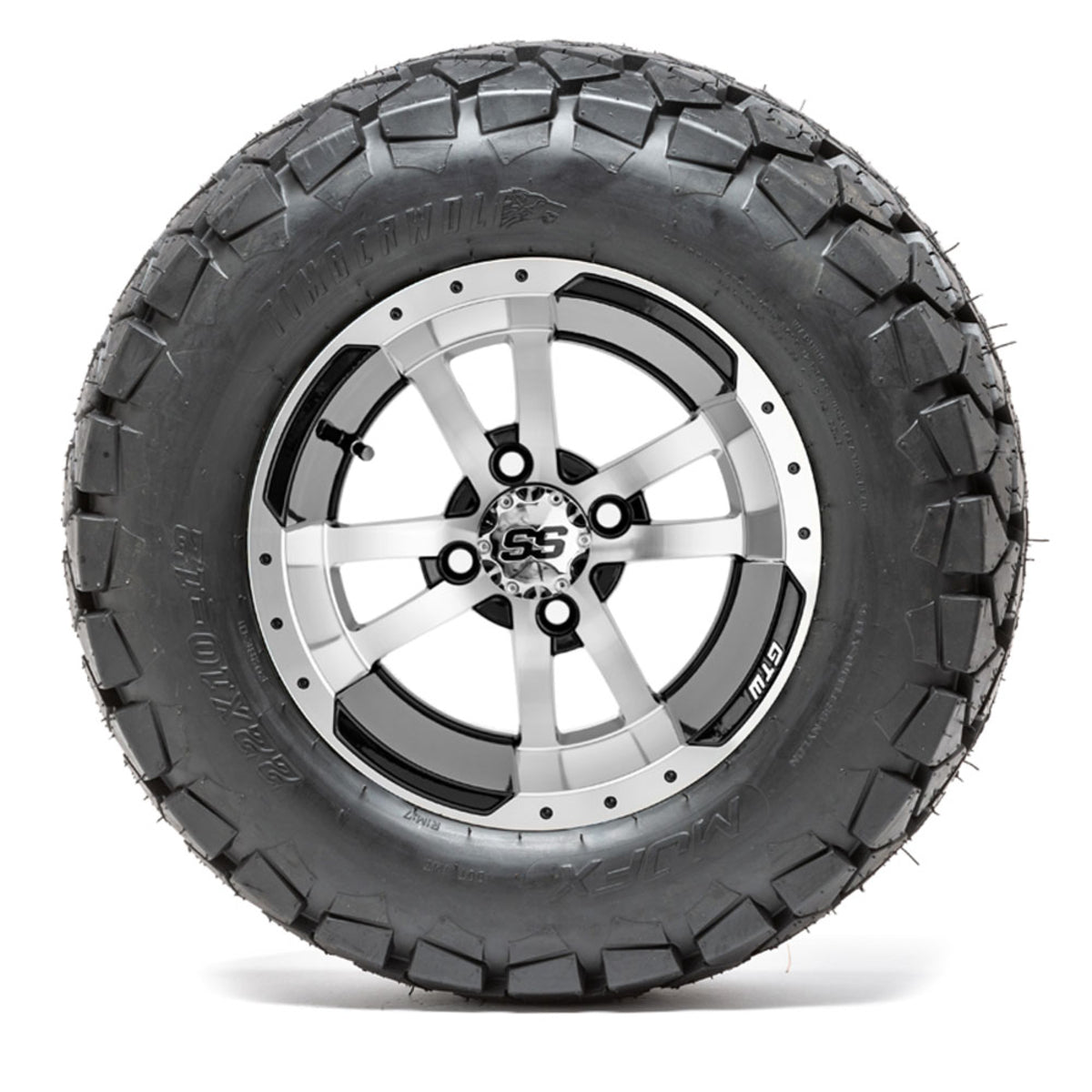 12" GTW Storm Trooper Black and Machined Wheels with 22" Timberwolf Mu ...