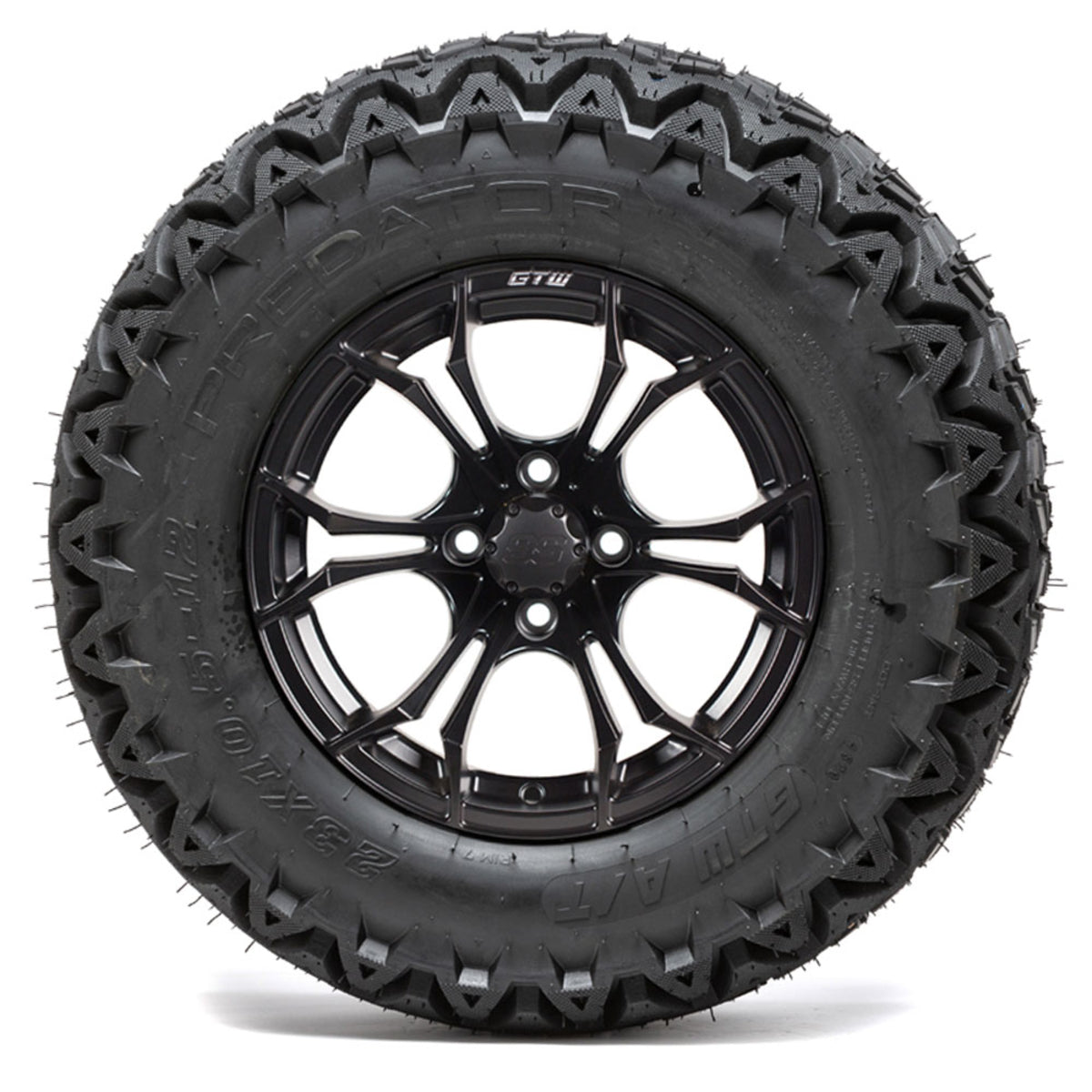 12" GTW Spyder Black and Machined Wheels with 23" DOT Predator A/T Tir ...