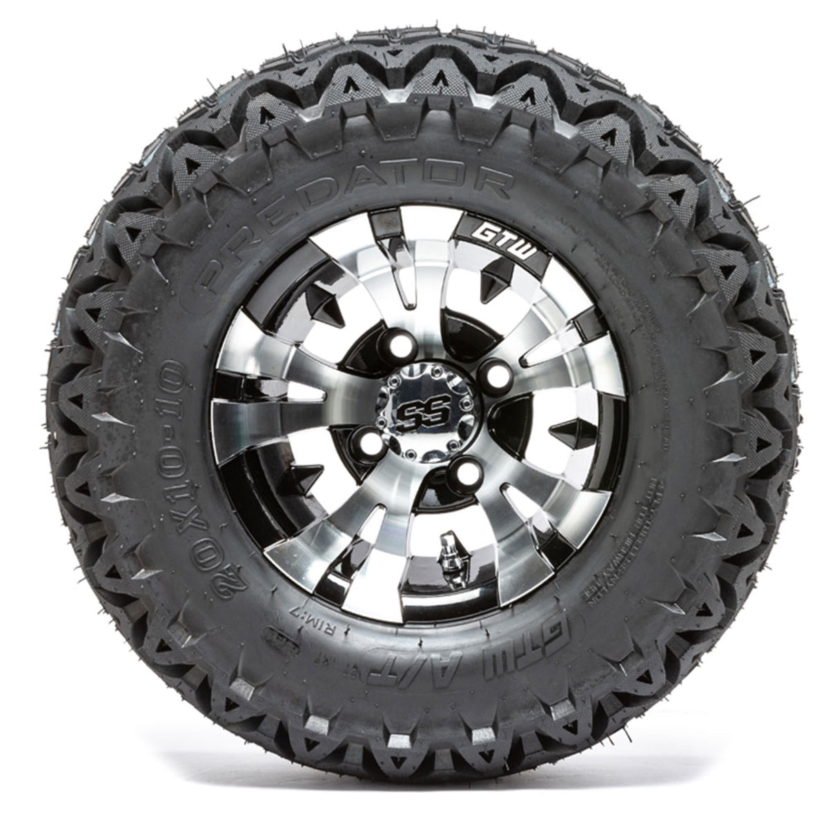 10" GTW Vampire Black and Machined Wheels with 20in Predator A-T Tires ...