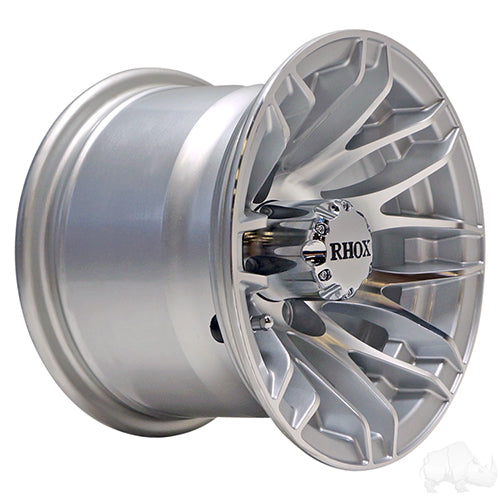 RHOX RX175 - Machined Silver - 10x7 ET -25 | Golf Cart Geeks