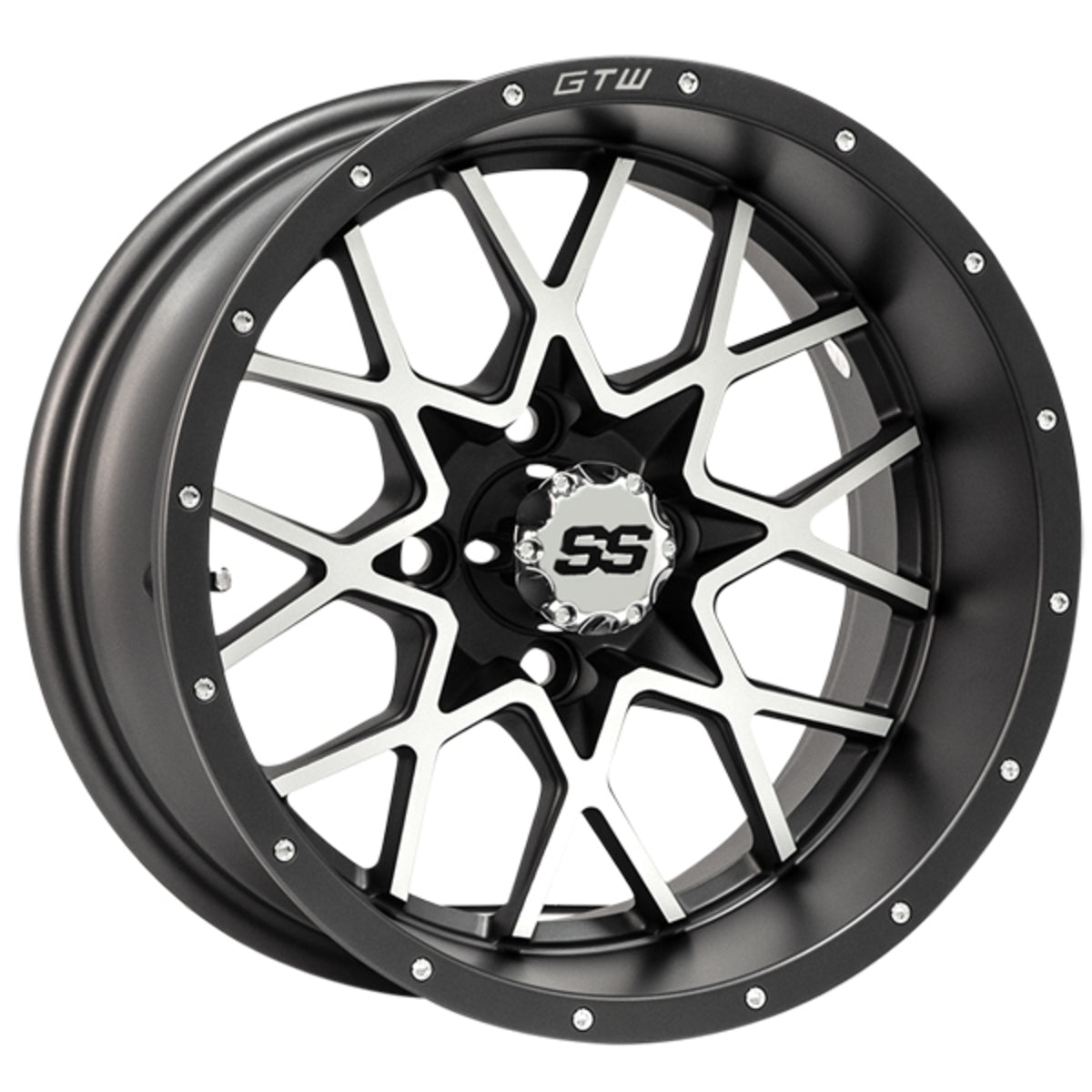 GTW 14" Vortex Wheel Matte Gray/Machined | Golf Cart Geeks
