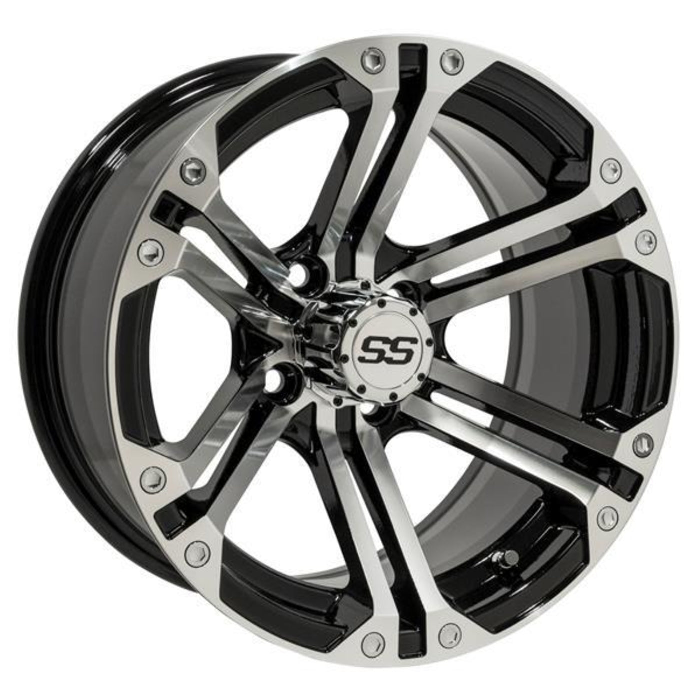 14x7 GTW Machined/Black Specter Wheel | Golf Cart Geeks