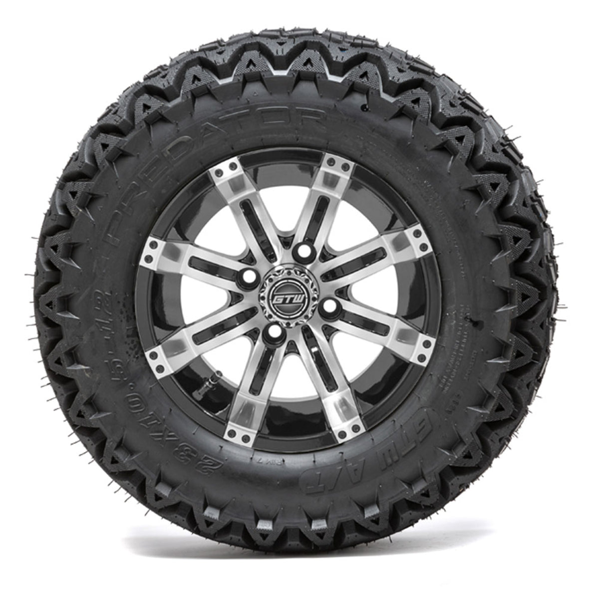 12" GTW Tempest Black and Machined Wheels with 23" Predator A/T Tires ...